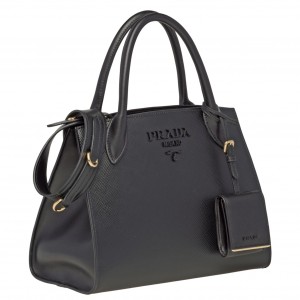 Replica/imitation Bags/Sac Prada Monochrome Bag In Black Saffiano Leather